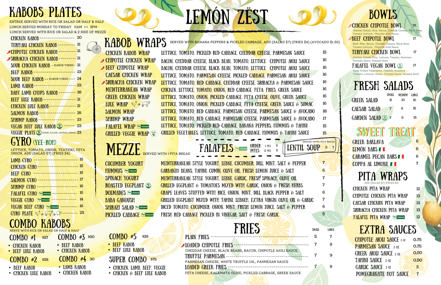 Menu - Lemon Zest Cafe - Portfolio