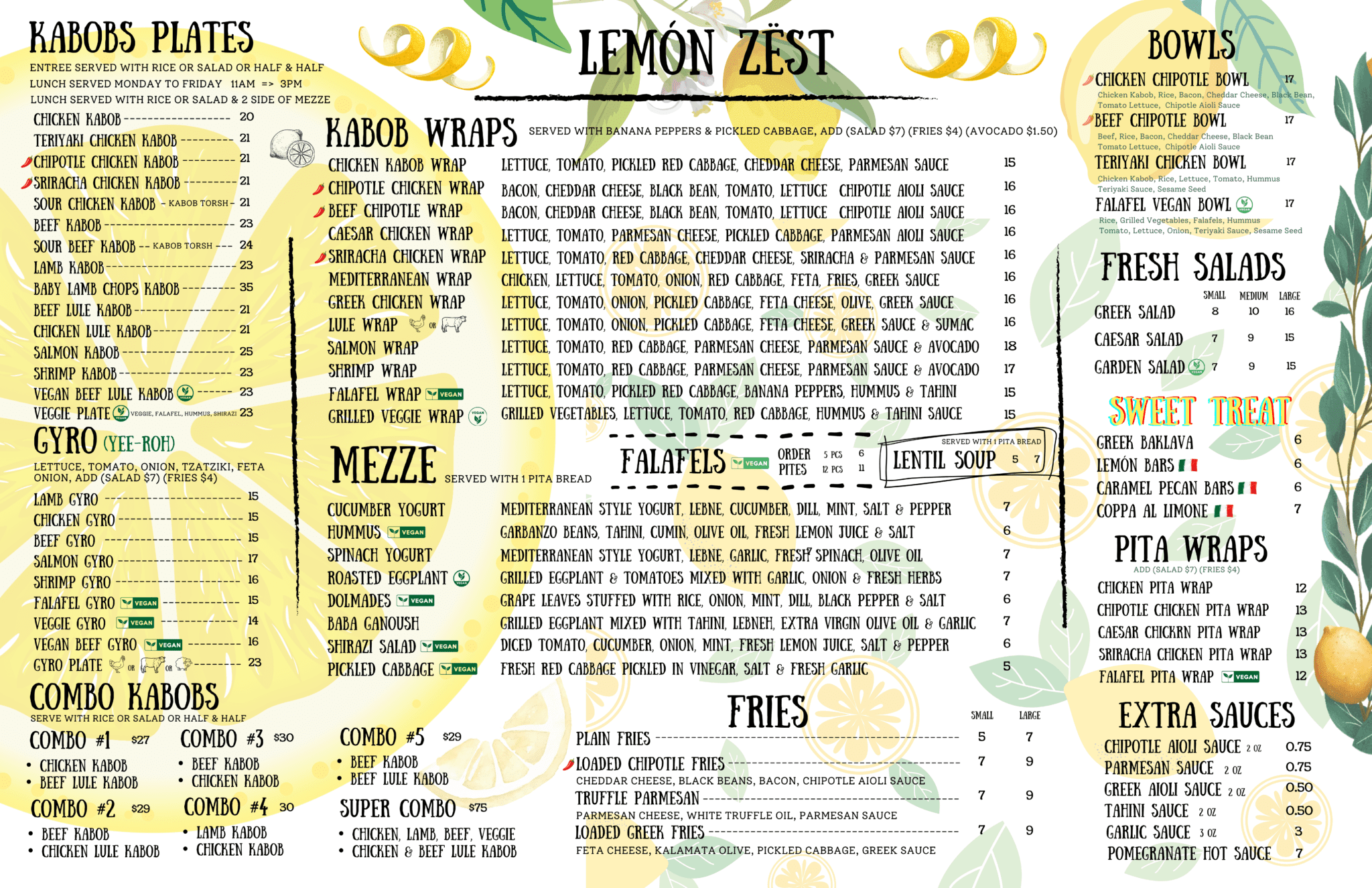 Menu - Lemon Zest Cafe - Portfolio